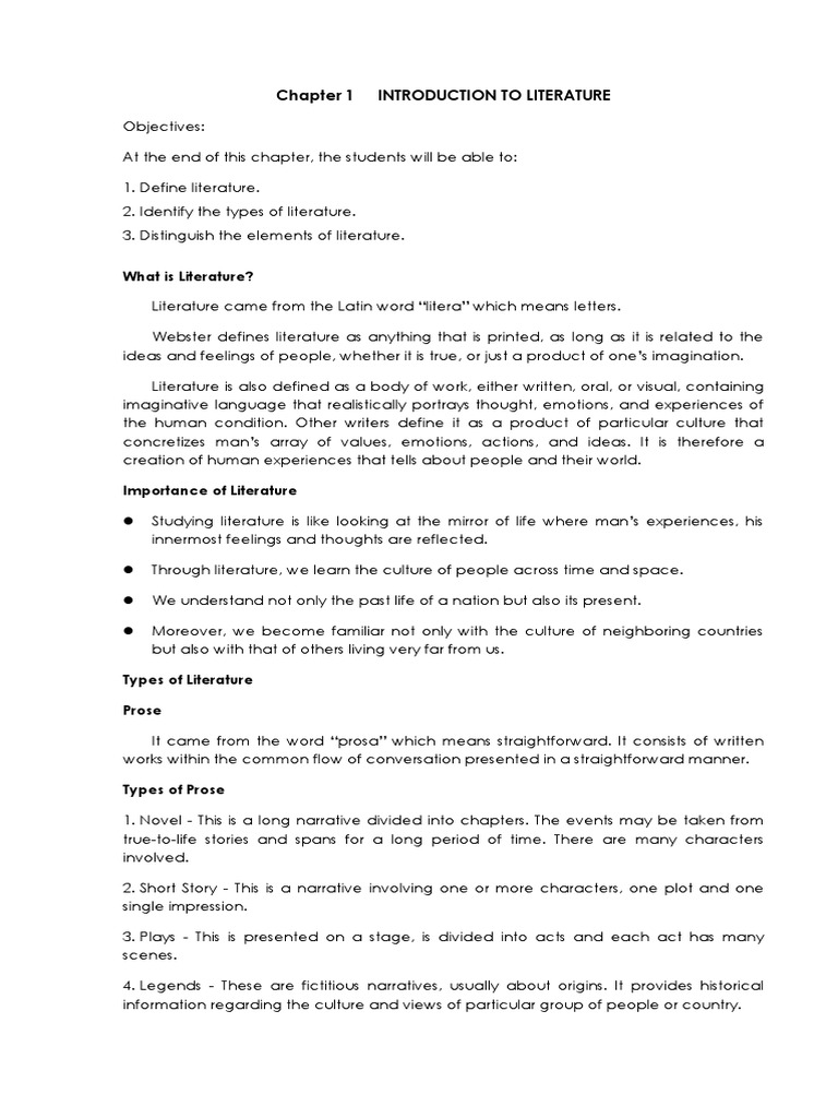 Introduction to Literature Overview | PDF | Narration | Narrative