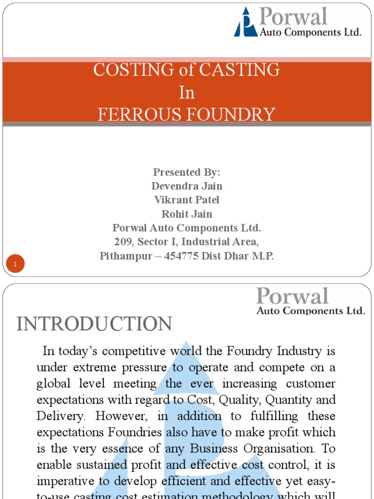 COSTING of CASTING | PDF | Foundry | Casting
