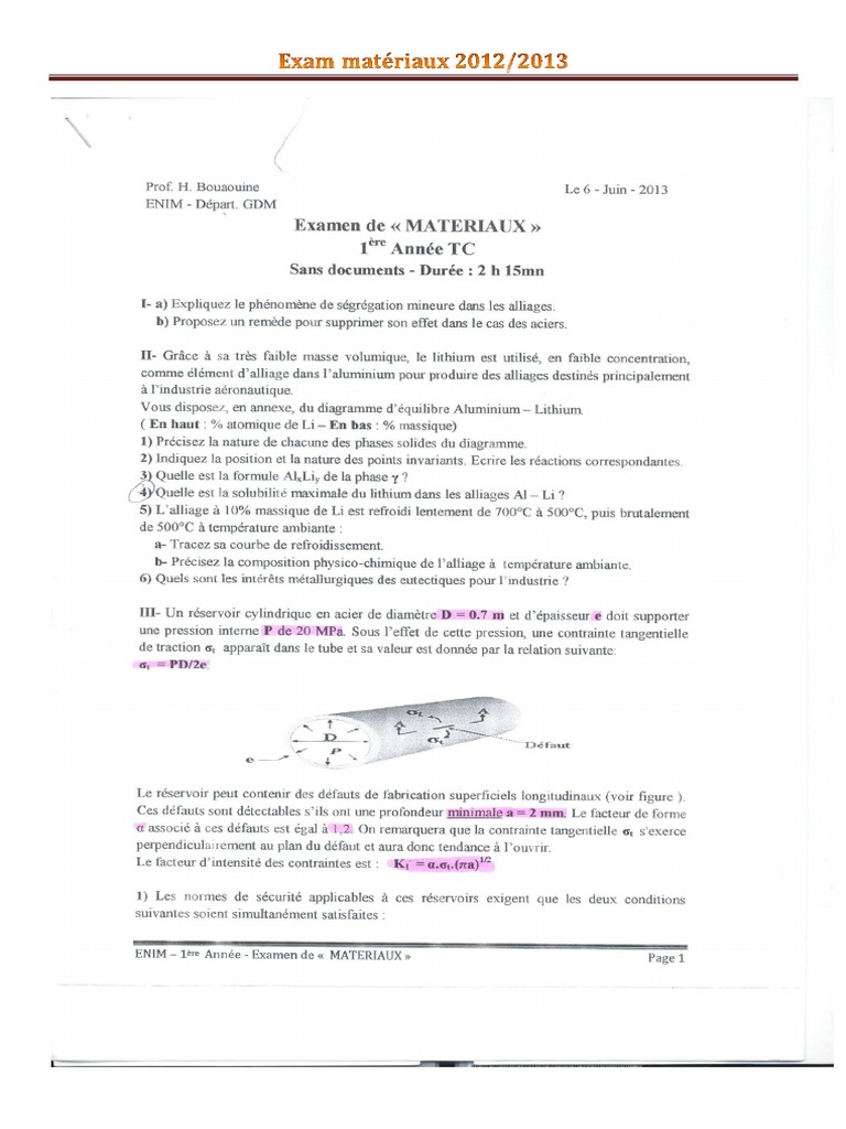 Exam Materiaux | PDF