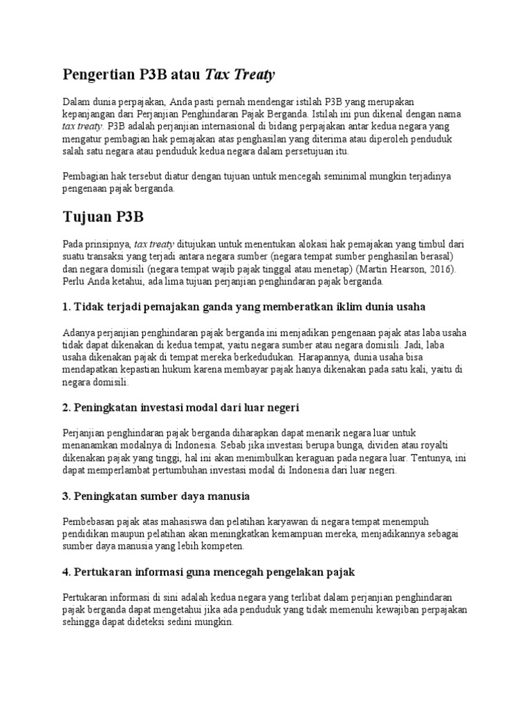 Pengertian P3B Atau Tax Treaty | PDF
