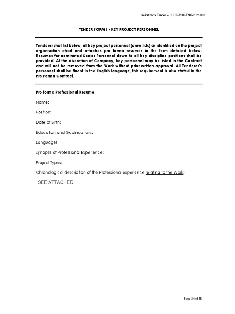HHOG-PHC-ENG-2021-030-QUEST E&P LTD-TECHNICAL TENDER-Form I | PDF ...