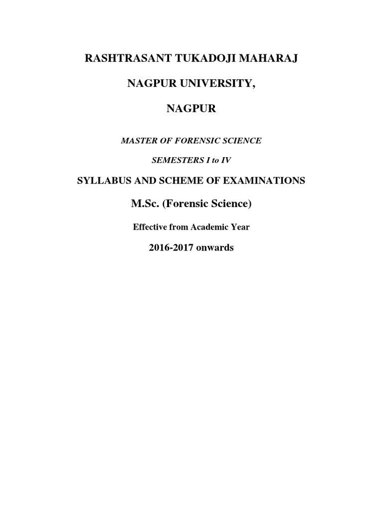 M.Sc. Forensic Science New Syllabus Direction | PDF | Science | Academia