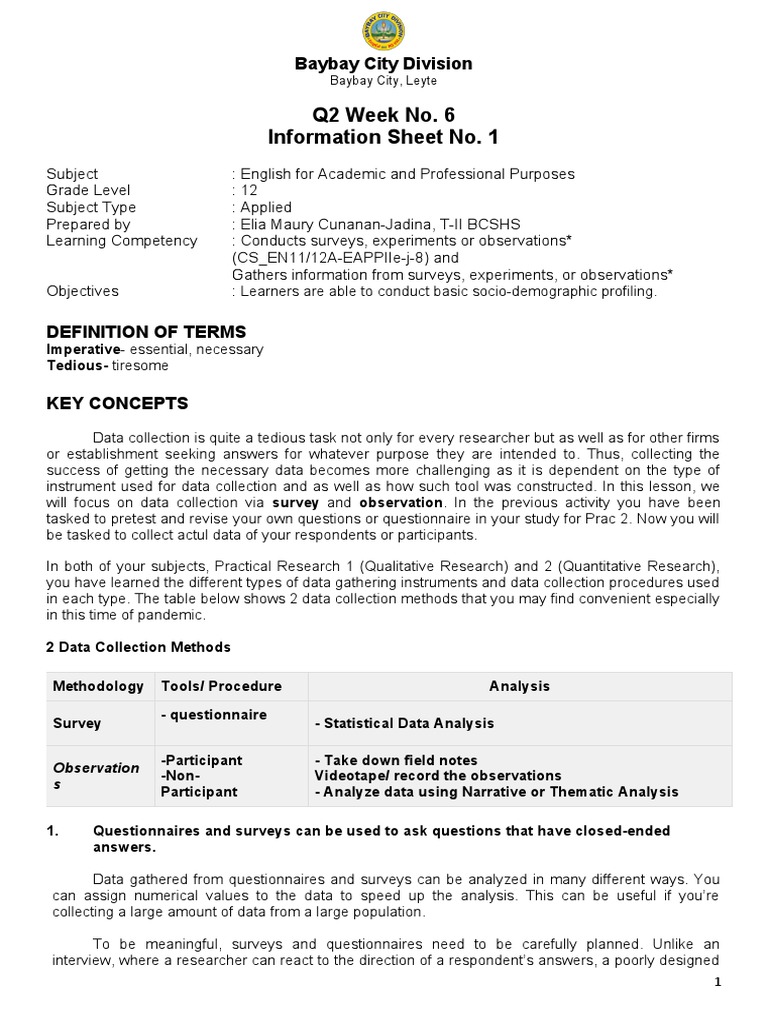 Data Collection Methods for Surveys | PDF | Survey Methodology | Questionnaire