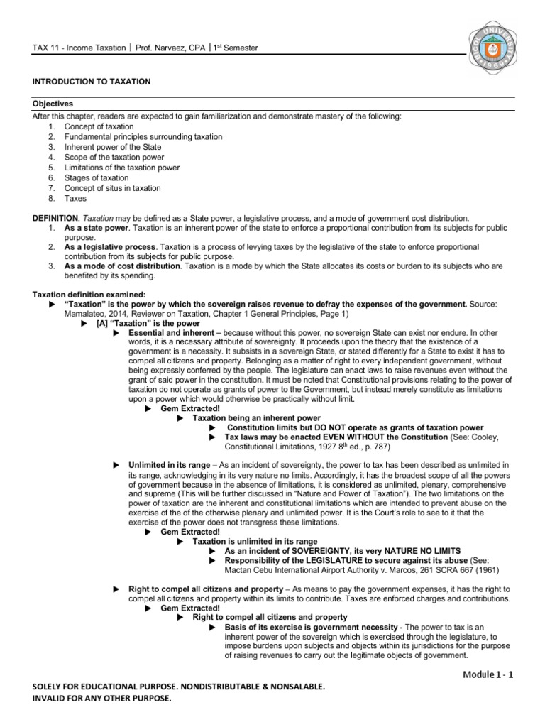 Introduction to Taxation Principles | PDF | Taxes | Taxation In The ...