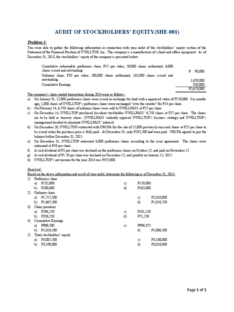 Audit of SHE 08 05 22 | PDF | Preferred Stock | Share (Finance)