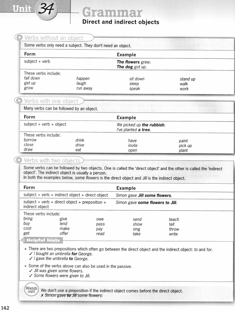 Unit 34 Direct and Indirect Objects | PDF