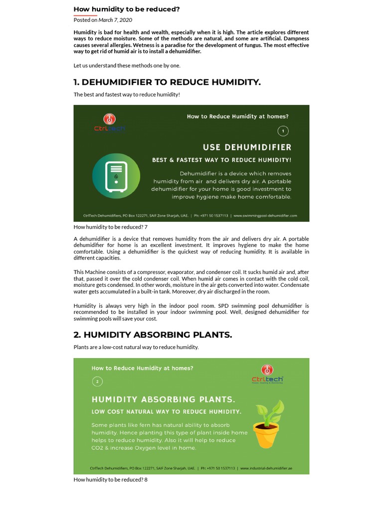 How To Reduce Humidity - Use Dehumidifier - UAE & Saudi Arabia | PDF ...