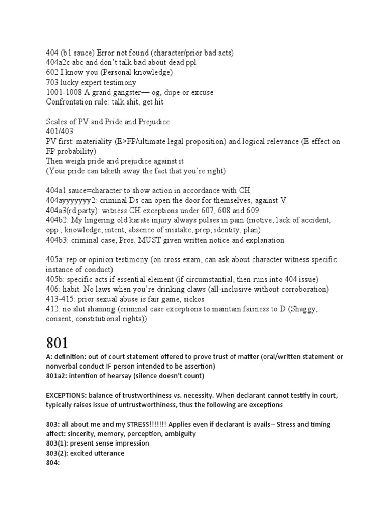 Evidence Outline | PDF | Hearsay | Witness