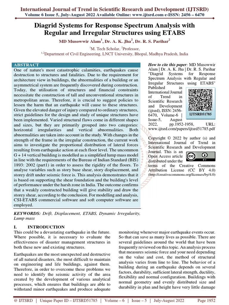 Diagrid Systems For Response Spectrum Analysis With Regular and Irregular Structures Using ETABS ...