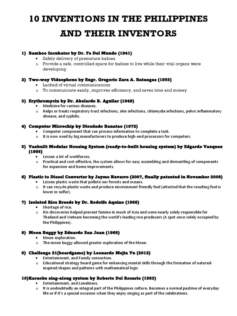 10 Inventions in The Philippines | PDF