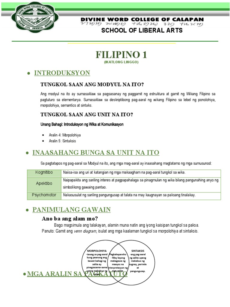 Filipino 1 Module 3 | PDF