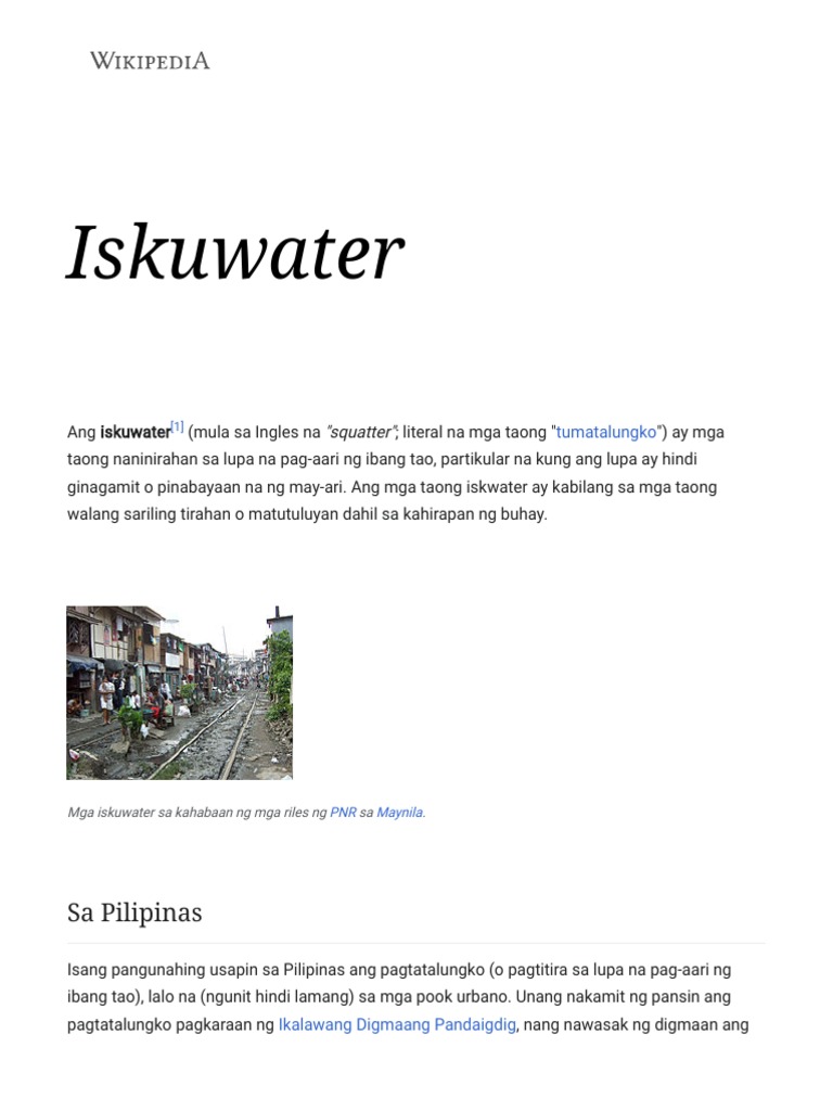Iskuwater - Wikipedia, Ang Malayang Ensiklopedya | PDF