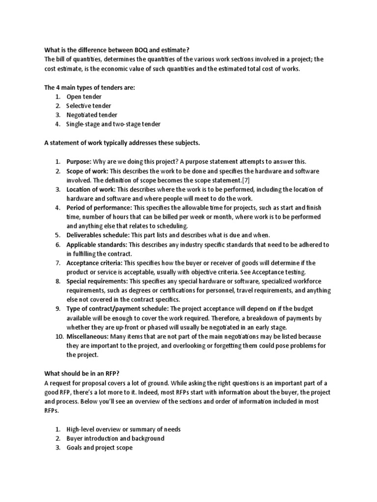 What Is The Difference Between BOQ and Estimate | PDF | Request For ...