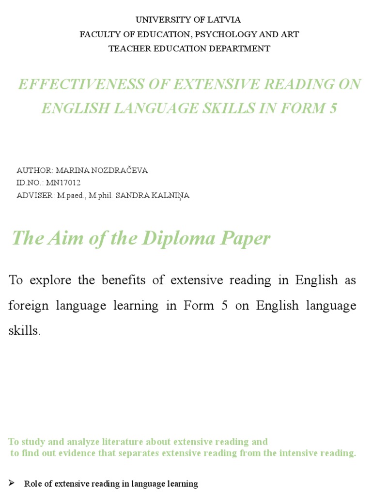 Effectiveness of Extensive Reading On English Language Skills in Form 5 | PDF | Reading ...