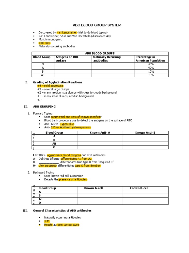 Abo Blood Group System | PDF | Blood Type | Hematology