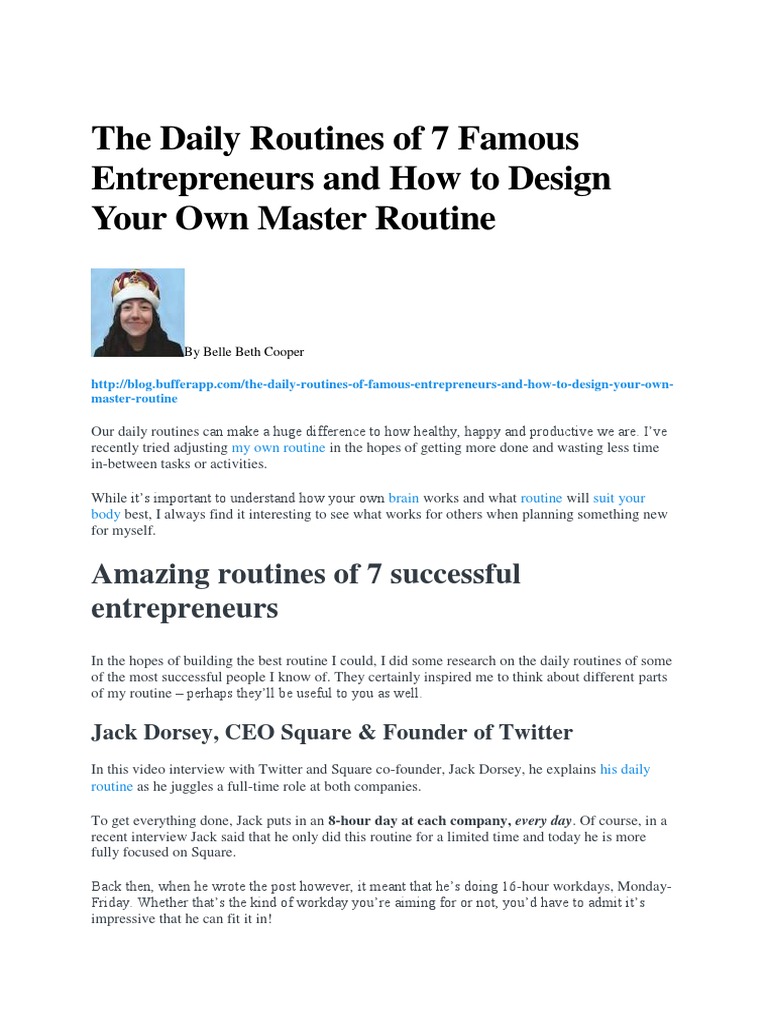 The Daily Routines of 7 Famous Entrepreneurs and How To Design Your Own ...