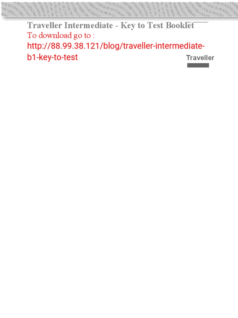 Traveller b1 Key To Test | PDF