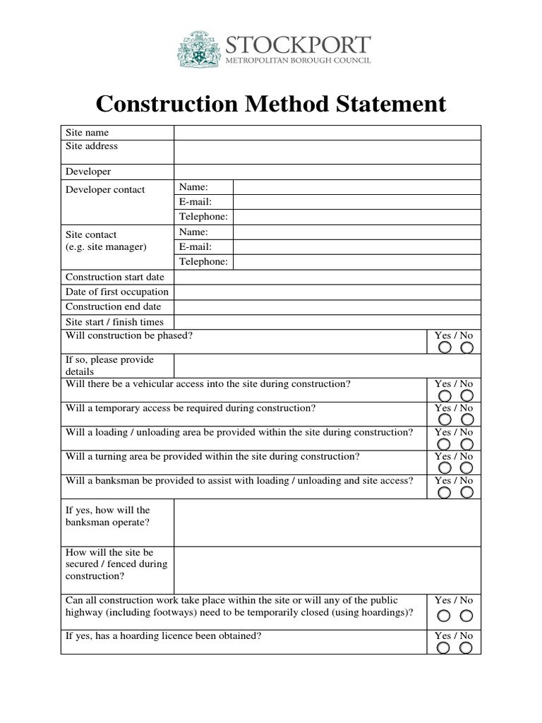SAMPLE Method Statement Template | PDF | Traffic | Vehicles