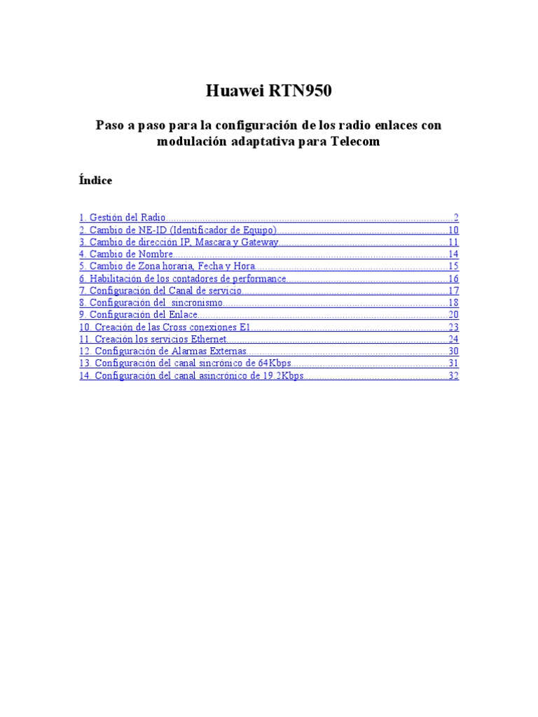 Configuración Huawei RTN950 Paso a Paso | PDF | Dirección IP ...