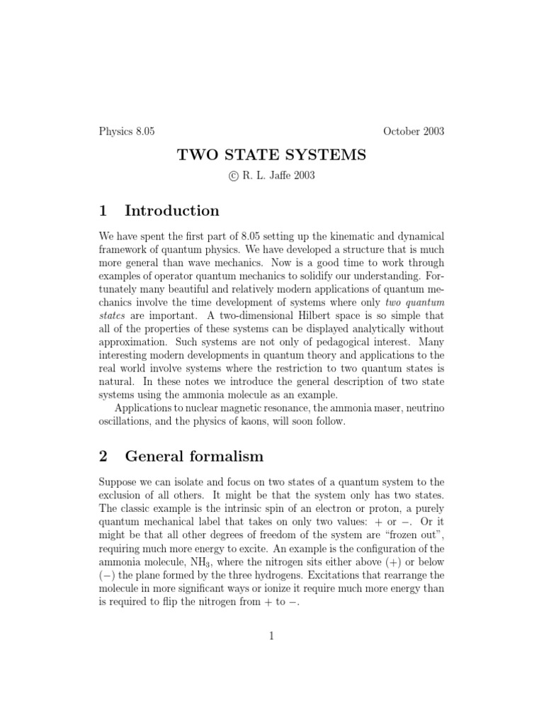 Two State Systems | PDF | Quantum Mechanics | Matrix (Mathematics)