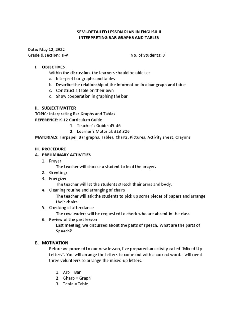 Semi-Detailed Lesson Plan | PDF | Lesson Plan | Teachers