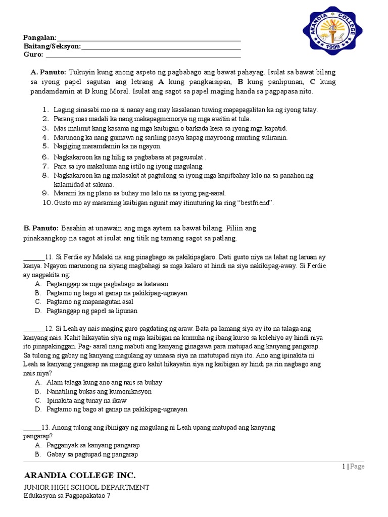 Esp 7 1st Quarter Pdf