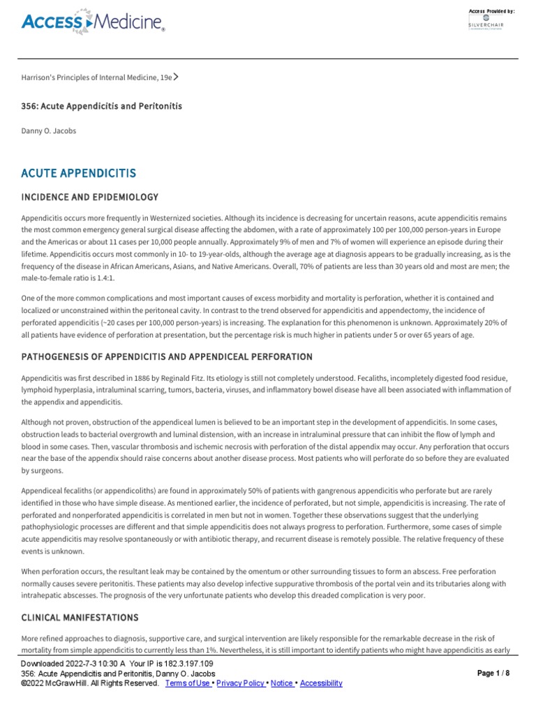 Acute Appendicitis and Peritonitis | PDF | Peritoneum | Gastroenterology