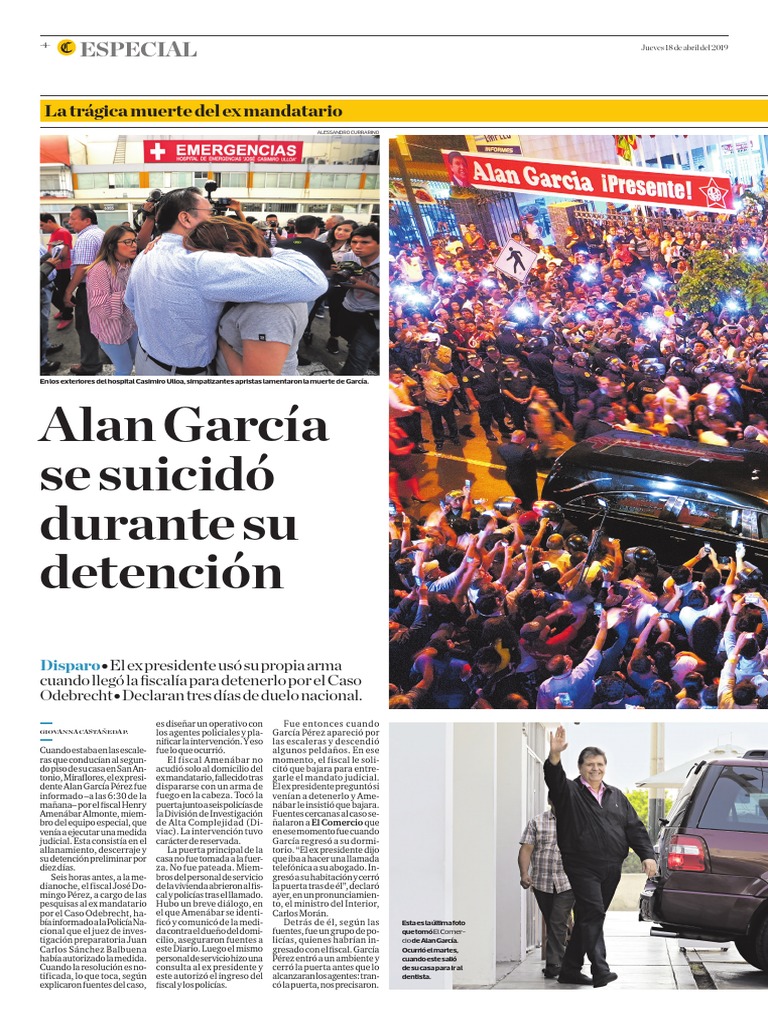 Alan García Se Suicidó Durante Su Detención | PDF | Gobierno | Perú