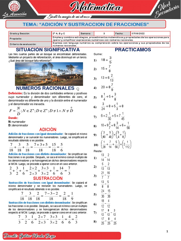 Matematica 1-2° Secundaria-Semana 3 | PDF | Números | Número racional