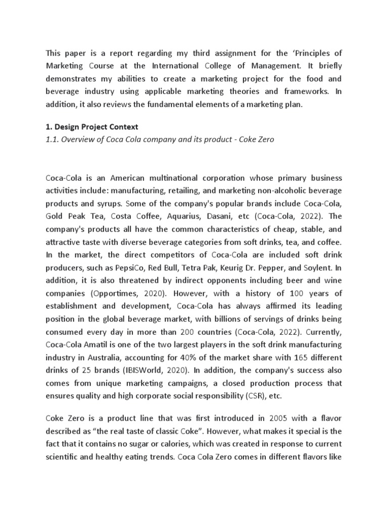 Assessment 3 - Design Project | PDF | The Coca Cola Company | Brand