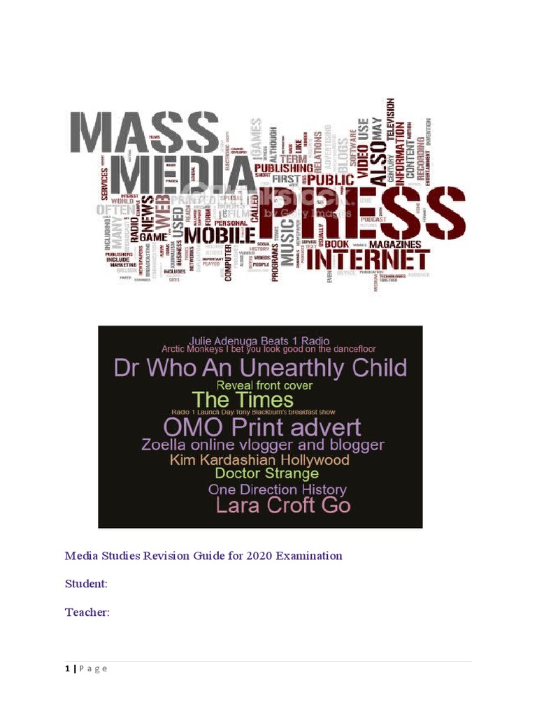 Media Studies Revision Guide 2020 | PDF | Mass Media | Spotify