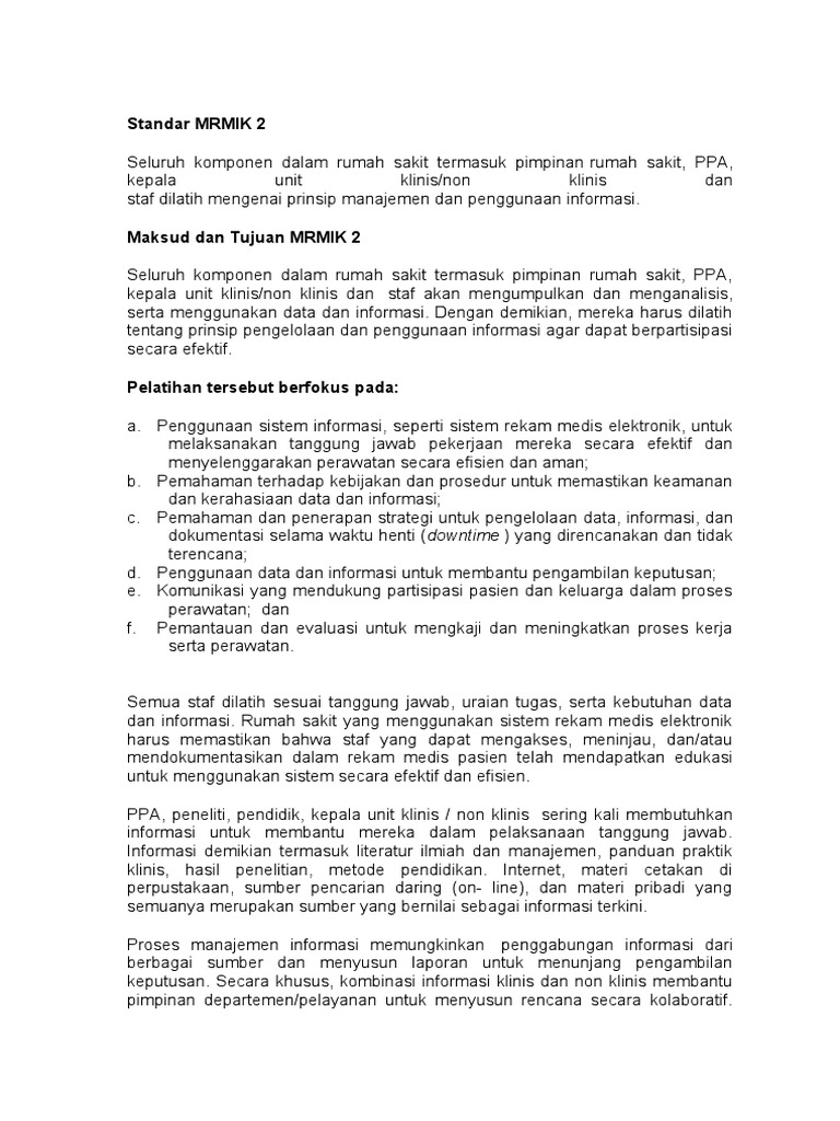 Standar MRMIK 2 | PDF