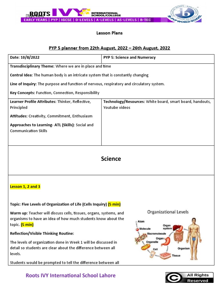 Lesson Plans - PYP 5 - Week 2 | PDF | Lesson Plan | Learning