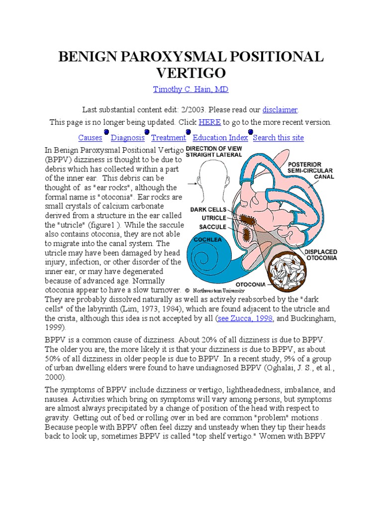 Benign Paroxysmal Positional Vertigo | PDF | Vertigo | Hypertension