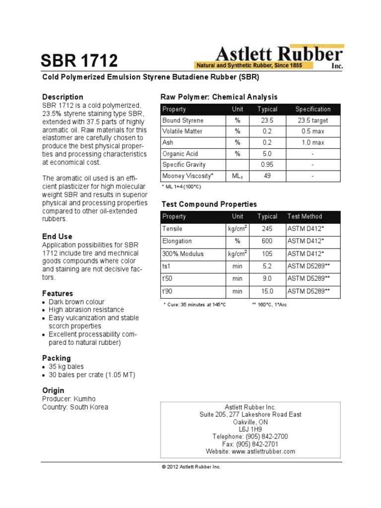 SBR 1712 | PDF | Natural Rubber | Amorphous Solid