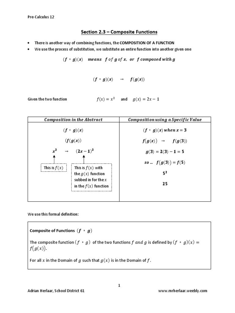 Section 2.3 - Composite Functions | PDF | Function (Mathematics) | Calculus