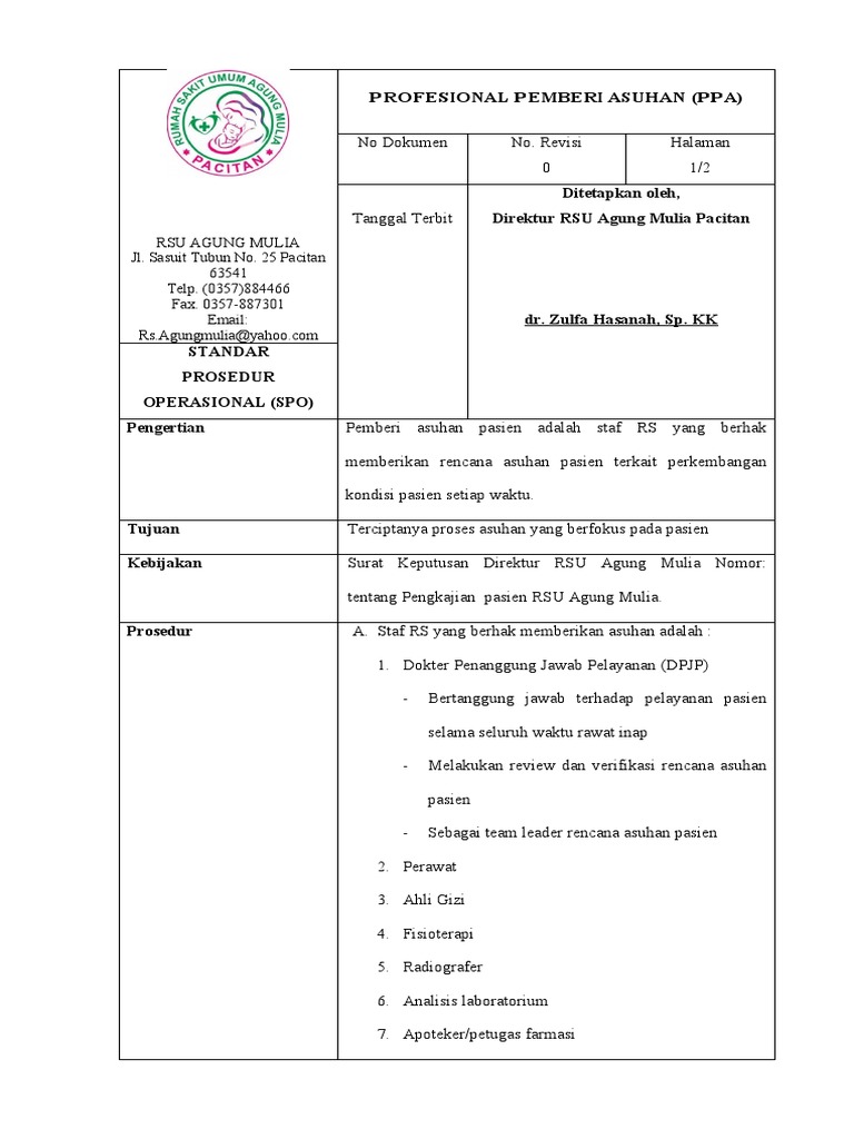 Spo Profesional Pemberi Asuhan (Ppa) | PDF