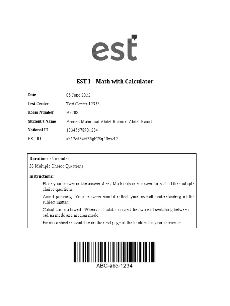 EST I Math Exam Overview and Questions | PDF | Triangle | England ...