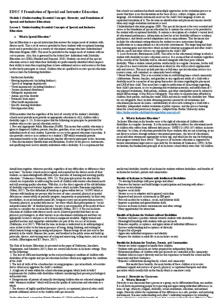 Module 1 | PDF | Inclusion (Education) | Individualized Education Program