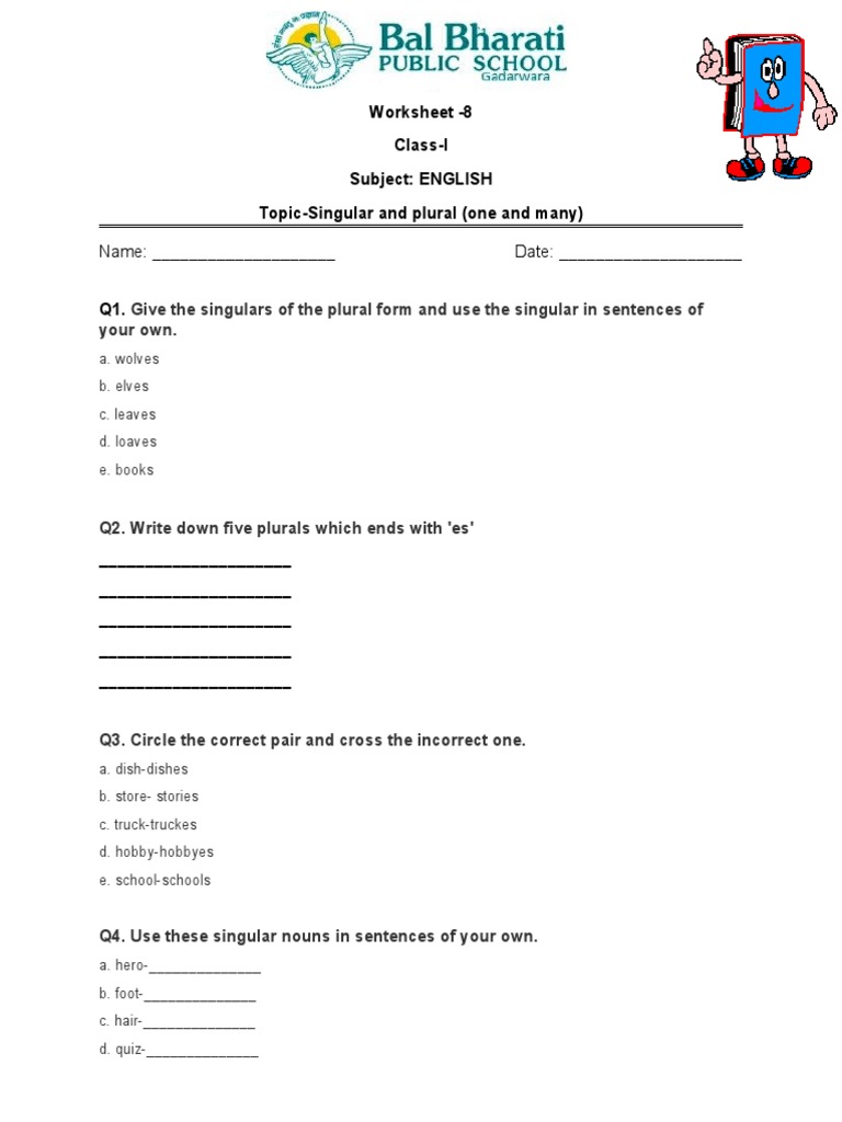 Class 1 One and Many Worksheet | PDF | Language Arts & Discipline