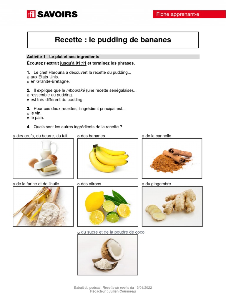 Recette de pudding aux bananes | PDF | Pains | Cuisine régionale et ...
