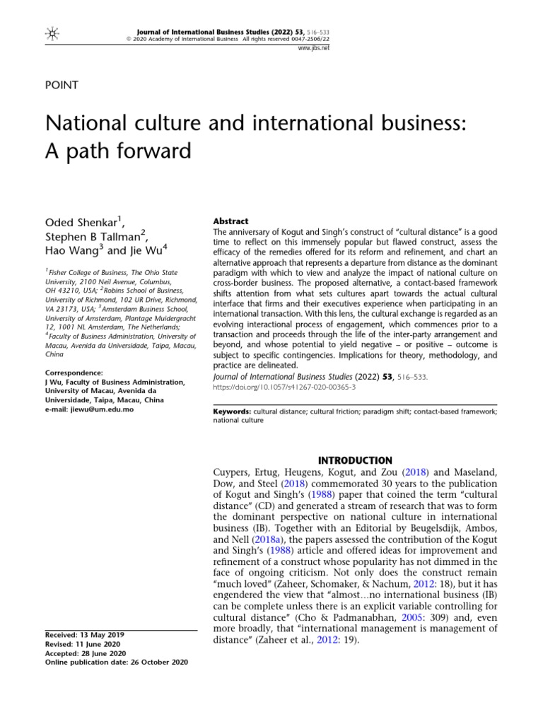 Rethinking Cultural Distance in IB | PDF | Paradigm | Theory