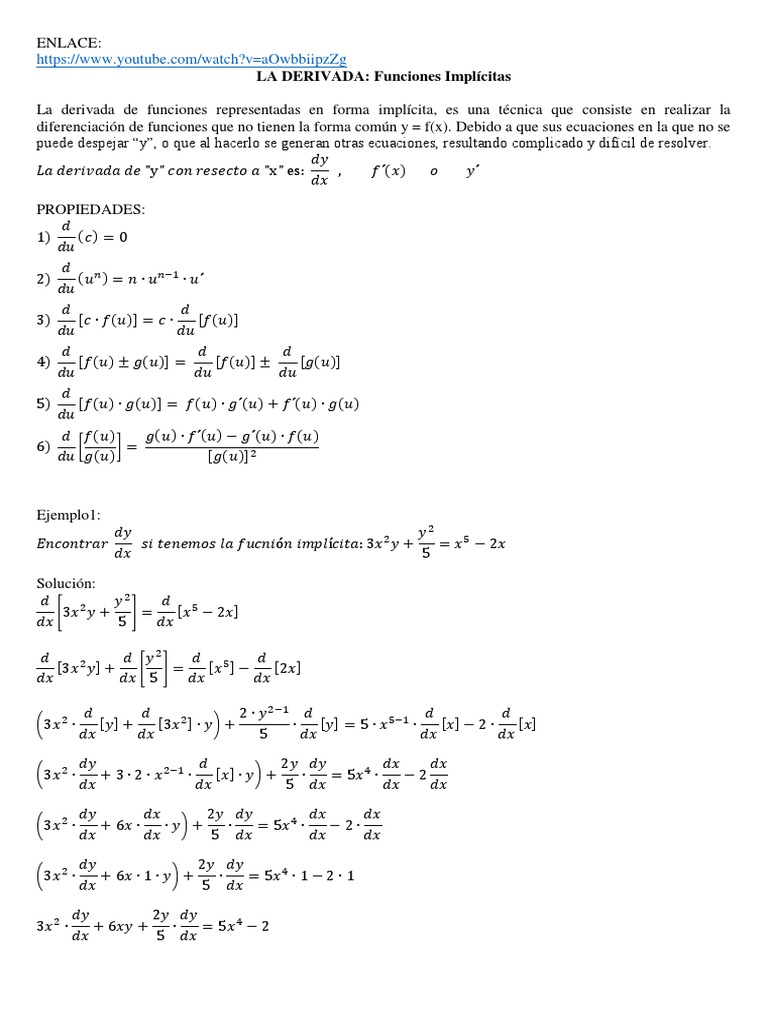2 DERIVADA de Funciones Implícitas UNAP | PDF | Pendiente | Matemáticas