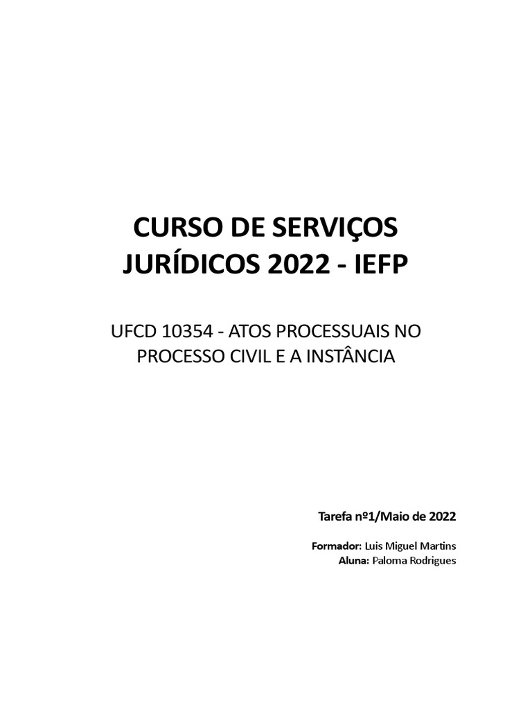 UFCD 10354 - Tarefa 1 | PDF | Processo civil | Governo