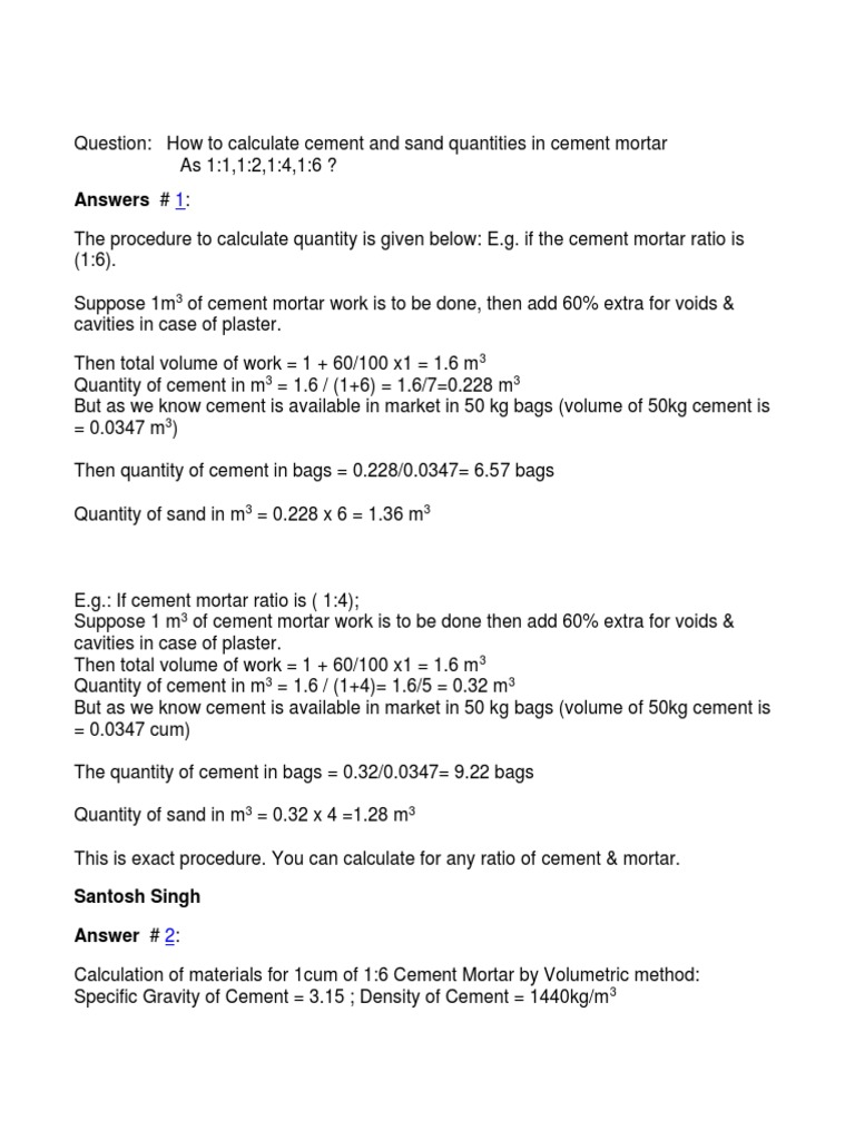 Cement - Mortar - Plaster Estimator | PDF | Concrete | Mortar (Masonry)