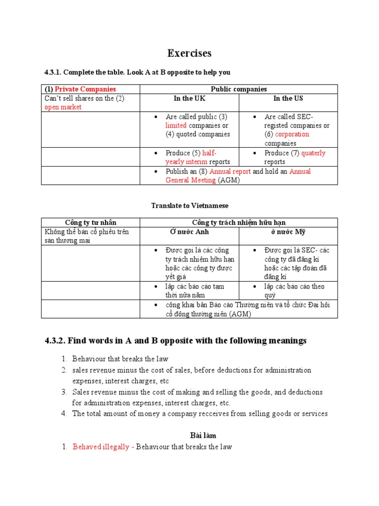 Bài tập tacn unit 4 | PDF