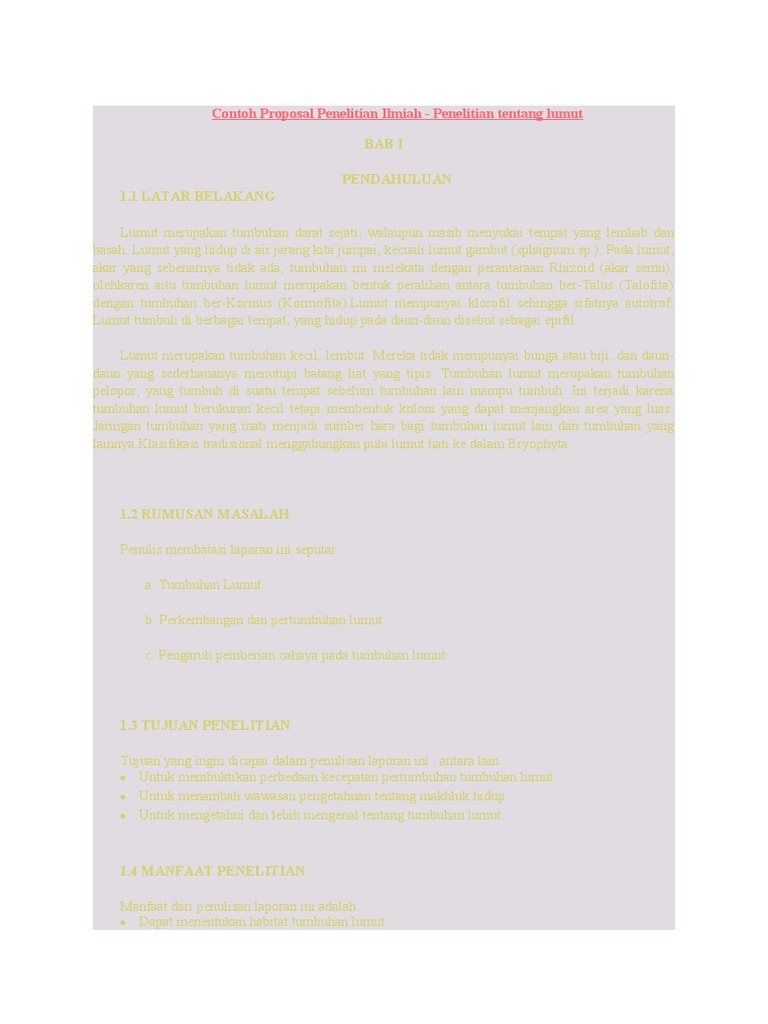 Contoh Proposal Penelitian Ilmiah | PDF | Griya & Taman | Kesehatan Holistik