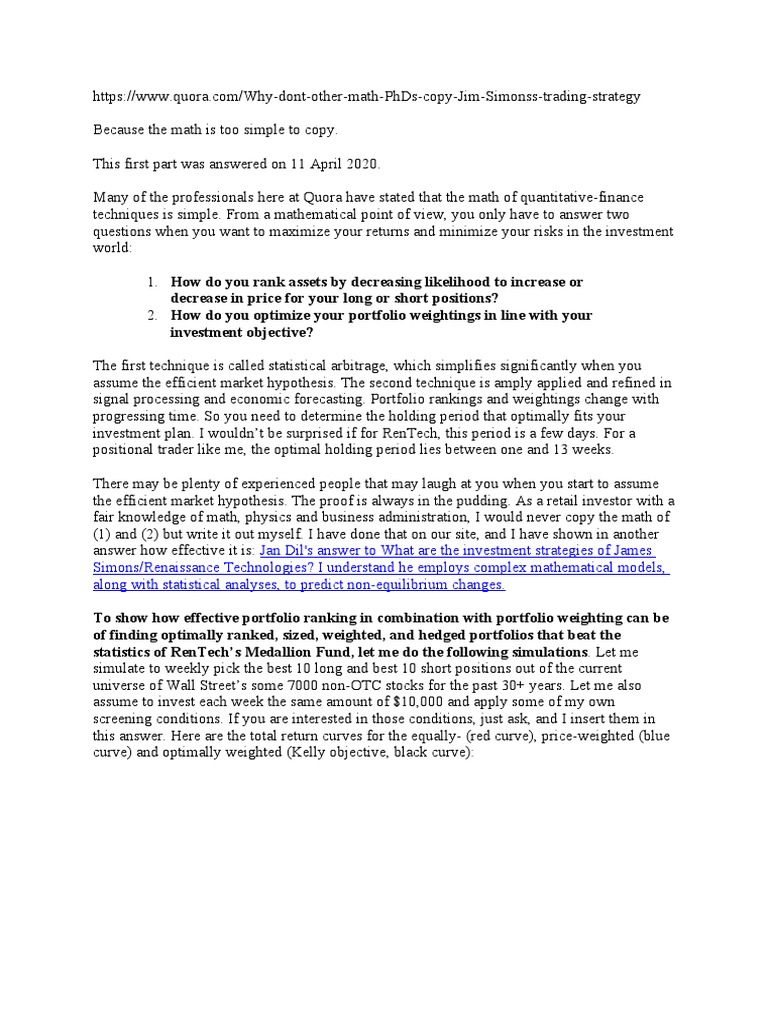 Jim Simons Trade | PDF | Applied Mathematics | Economics