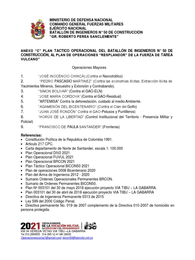 Plan Tactico Bicon 50 - 2021 Ok | PDF | Ley humanitaria internacional ...