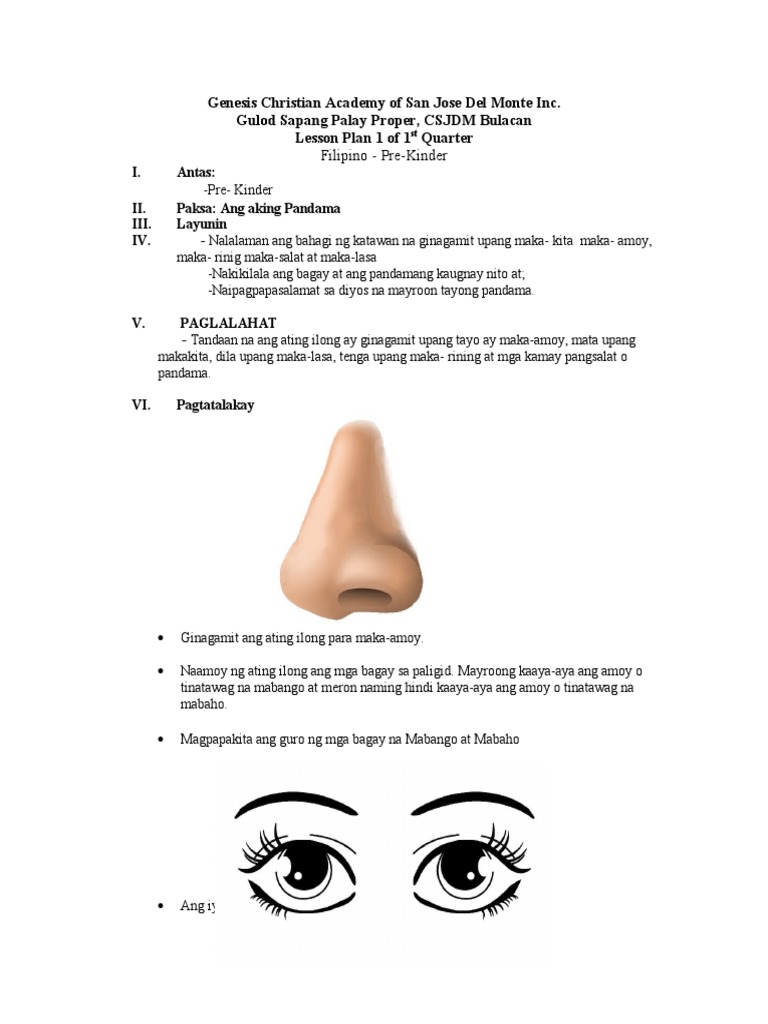 Pre Kinder Fil Lp Ang Aking Pandama | PDF